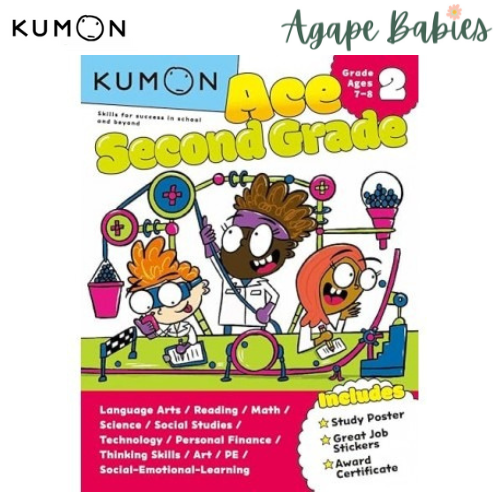 Kumon Ace Second Grade - Includes Study Poster, Stickers and Award Cer