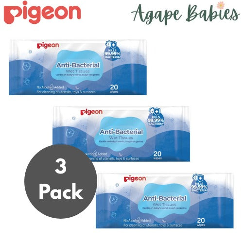 Pigeon Anti-bacterial Wet Tissues 20s Single Refill | Agape Babies ...